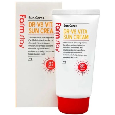 Корея FarmStay DR-V8 Vita Sun Cream SPF 50+ PA+++ Солнцезащитный крем ...